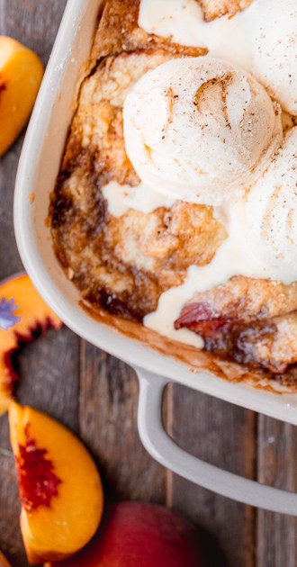 Peach Cobbler With Cake Mix Recipe - In Krista's Kitchen